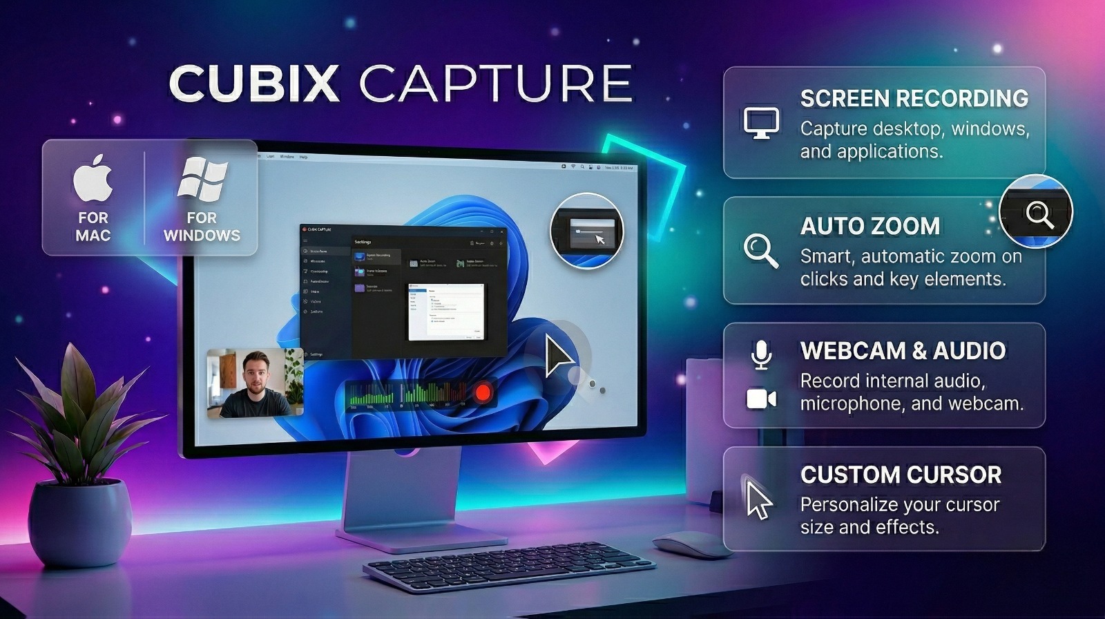 Cubix Capture – Free Screen Recorder with Auto Zoom | Mac & Windows
