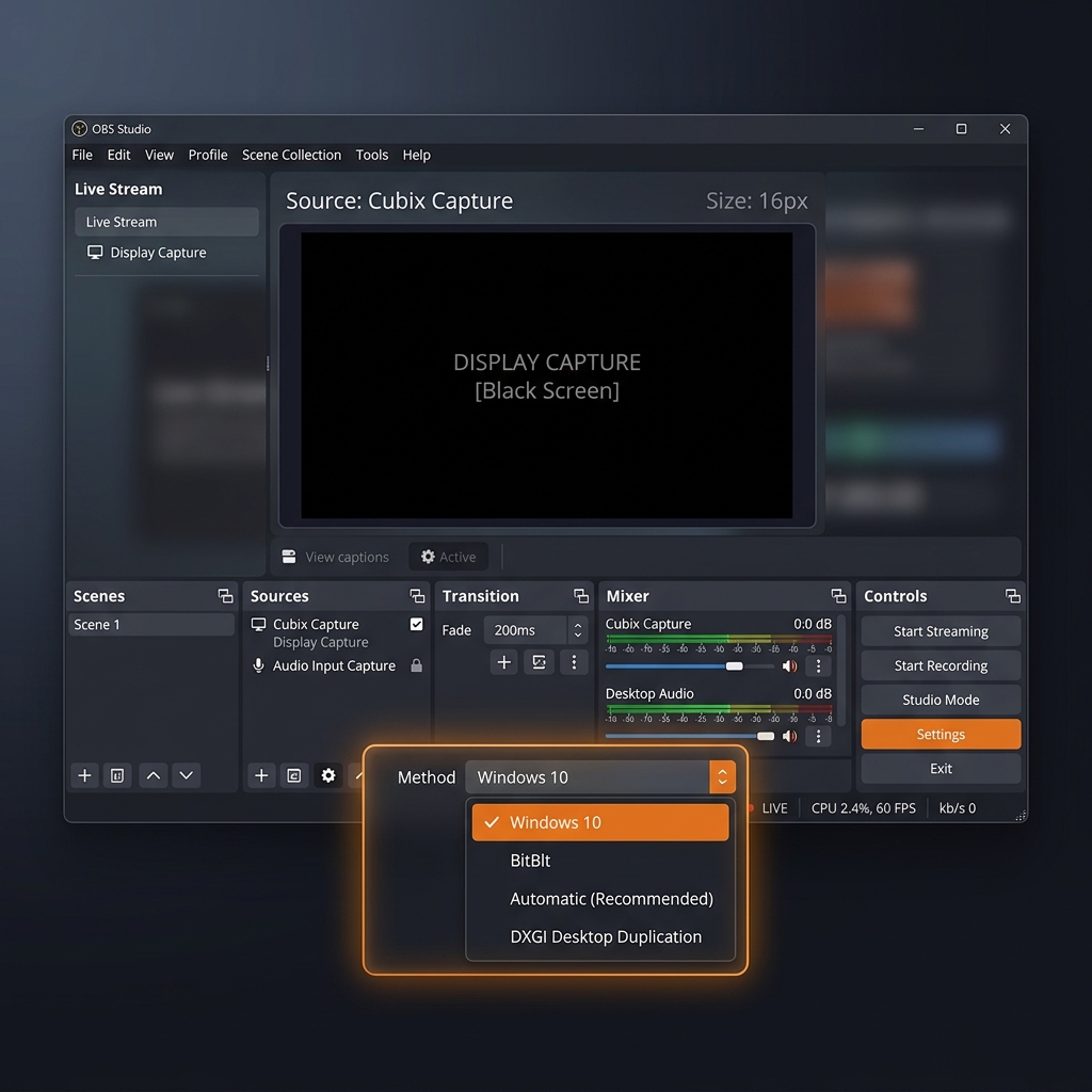 OBS Display Capture Black Screen: The Fix (2026) | Cubix